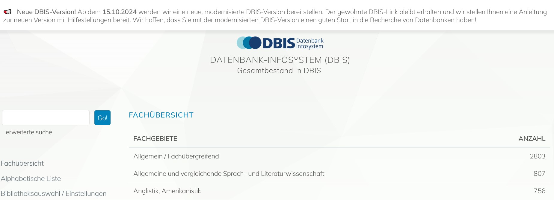 DBIS Projektseite